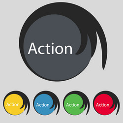 Action sign icon motivation button with arrow Vector Image