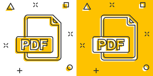 Cartoon pdf icon in comic style document Vector Image