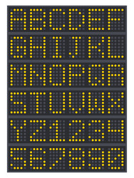 Led dot matrix panel letters numbers Royalty Free Vector