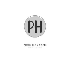 P h ph initial letter handwriting and signature Vector Image