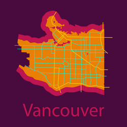 Vancouver city plan detailed flat map Royalty Free Vector