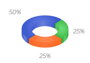 3d donut chart infographic concept with three Vector Image