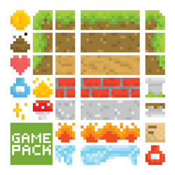 Pixel minecraft style land block background Vector Image