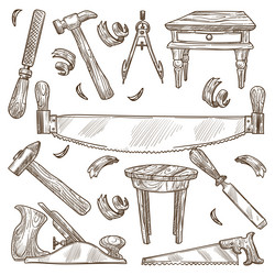 Carpentry tools pattern background Royalty Free Vector Image