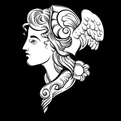 Hermes hand drawn artwork with portrait Royalty Free Vector