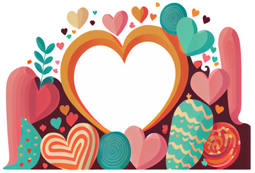 Sticker cartoon style heart shape frame isolated Vector Image