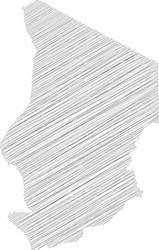 Chad - pencil scribble sketch silhouette map Vector Image