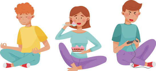 People characters relieve stress and relax Vector Image