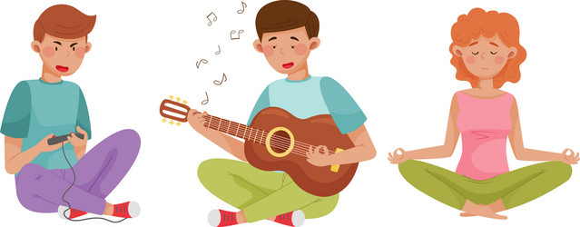 People characters relieve stress and relax Vector Image