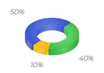 3d donut chart infographic concept with three Vector Image