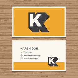 Business card letter k Royalty Free Vector Image