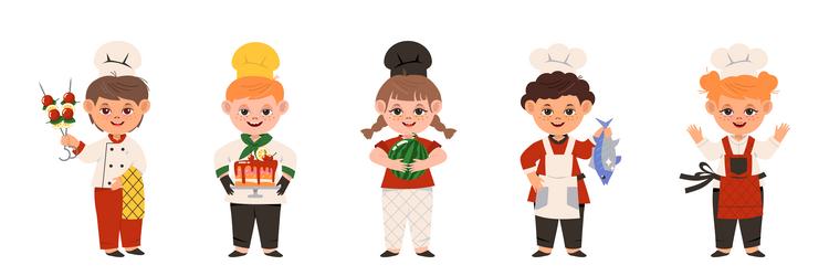 Little children chef character in toque Royalty Free Vector