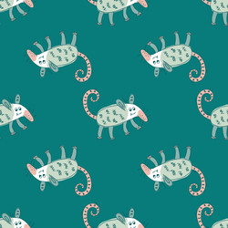 Doodle chibi american opossum seamless pattern Vector Image