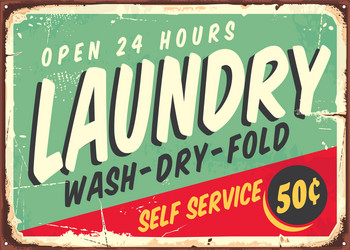 Laundry room retro metal sign Royalty Free Vector Image