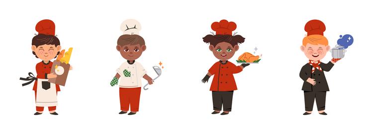 Little children chef character in toque Royalty Free Vector