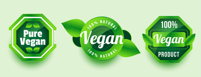 Pure vegan natural product sticker or label Vector Image