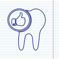 Tooth sign with thumbs up symbol red icon Vector Image