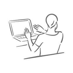 Upset stressed person with laptop on work Vector Image