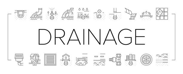 Water supply system icon set in thin line style Vector Image