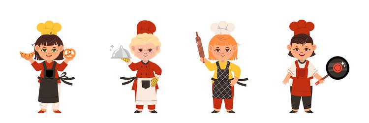 Little children chef character in toque Royalty Free Vector