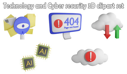 Technology and cyber security clipart element 3d Vector Image