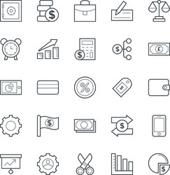 Money and payment icons set in thin line Vector Image