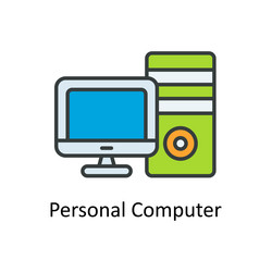 Personal computer fill outline icons sim Vector Image