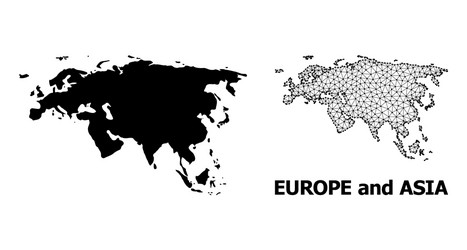 Flat map europe and asia with caption Royalty Free Vector
