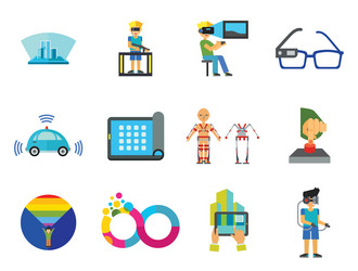 Technology of future icon set Royalty Free Vector Image