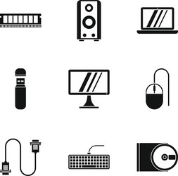 Computer setup icons set flat style Royalty Free Vector