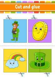 Cut and glue set flash cards education worksheet Vector Image