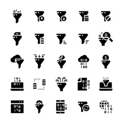 Black filter data icon set Royalty Free Vector Image