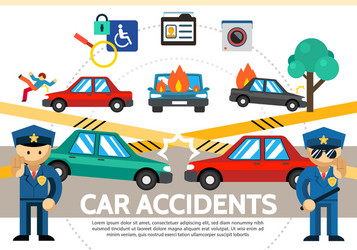 Accident scene with car crashing a bike Royalty Free Vector