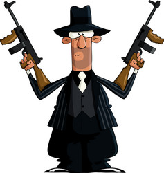 Gangsters automatic weapon tommy gun engraving Vector Image