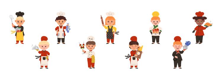 Little children chef character in toque Royalty Free Vector