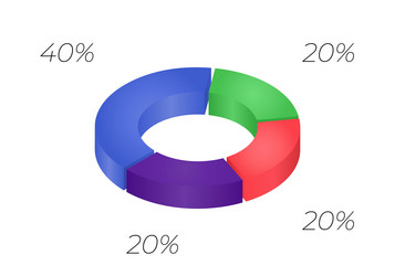 3d donut chart infographic concept with four Vector Image
