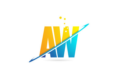 Aw combination colorful alphabet letter logo icon Vector Image