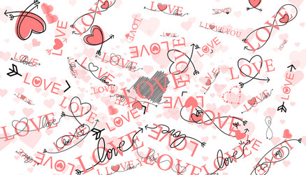 Romantic calligraphy hand drawn heart with words i