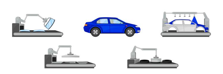 Car production and assembly line process Vector Image