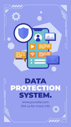 Flat design data privacy posts template Royalty Free Vector