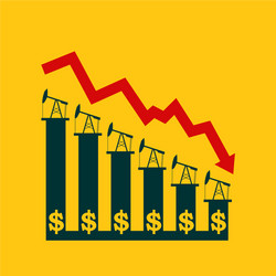 Oil price fall graph Royalty Free Vector Image