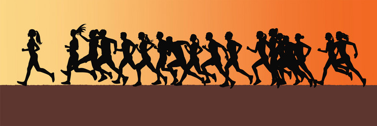 People running silhouette contest Royalty Free Vector Image