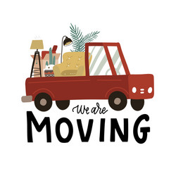 We ve moved - lettering for delivery service Vector Image