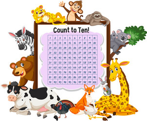 Counting number 1-100 board with farm animals Vector Image