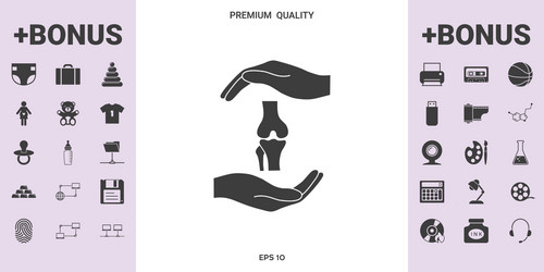 Hands holding knee-joint - protection symbol Vector Image