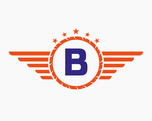 Initial wing logo on letter b for transportation Vector Image