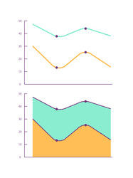 Line and area infographic charts design template Vector Image