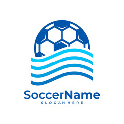 Wave soccer logo template football Royalty Free Vector Image