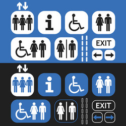 Blue man and woman public access icons set Vector Image