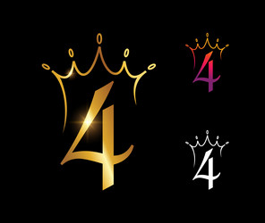 Golden luxury crown monogram number 4 Royalty Free Vector